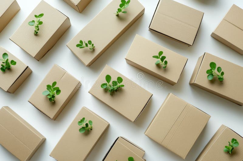 An Overhead View of a Stack of Cardboard Boxes Crafted from Natural ...