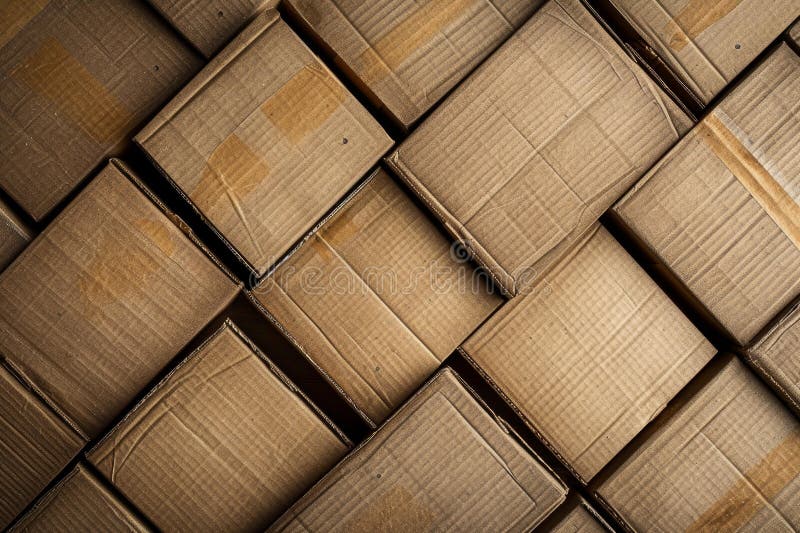 Overhead View of Stacked Cardboard Boxes Pattern Stock Photo - Image of ...
