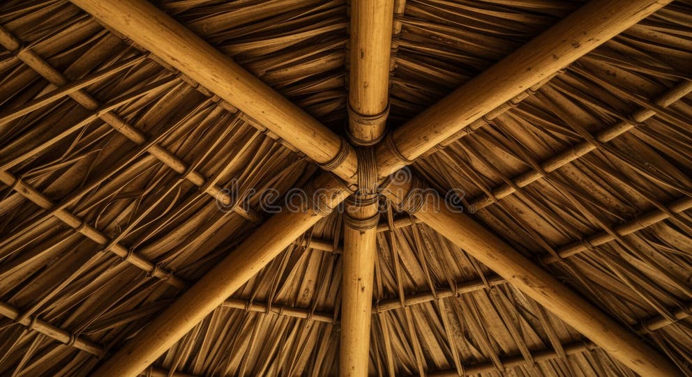 Overhead View of a Thatched Bamboo Roof Stock Illustration ...
