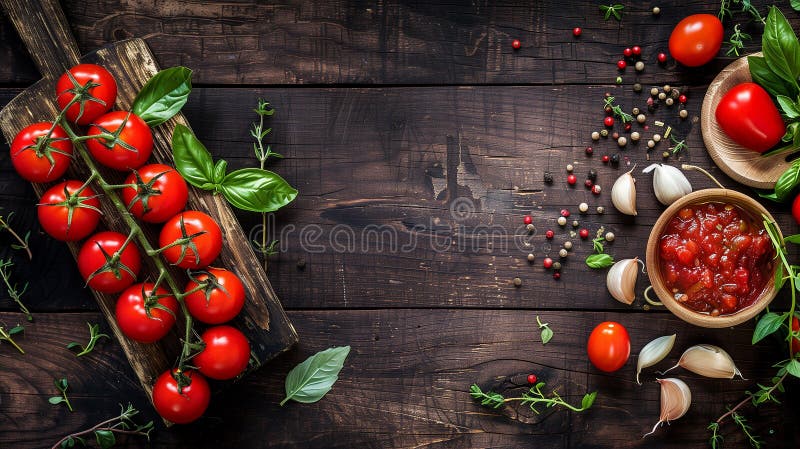 Overhead View of Tomato Sause Stock Illustration - Illustration of dips ...