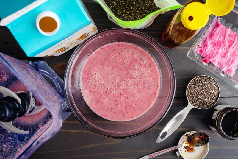 Process of Making Raspberry Chia Pudding Stock Photo - Image of ...