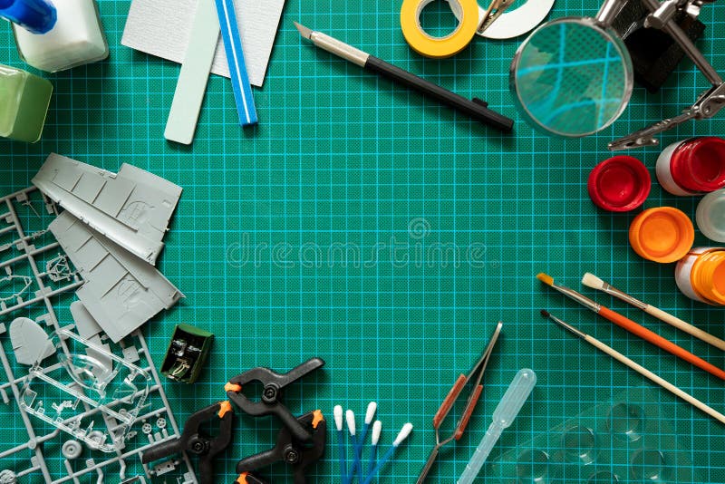 Overhead View of Tools and Materials for Building Scale Model Aeroplane ...