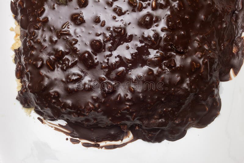 Overhead View of the Top Layer of Dark Chocolate with Almonds Stock ...