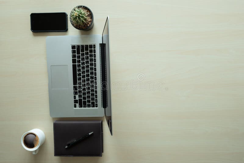 Overhead View Top View Man Working Desk Concept Stock Image - Image of ...