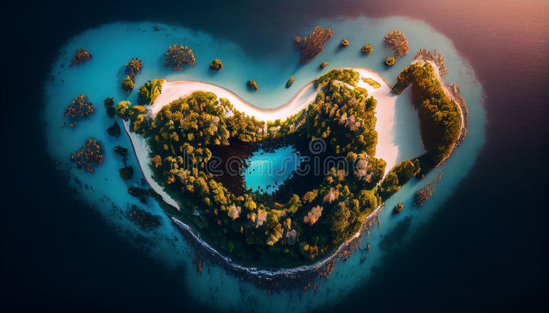 Overhead View of Tropical Island with Blue Water Stock Illustration ...