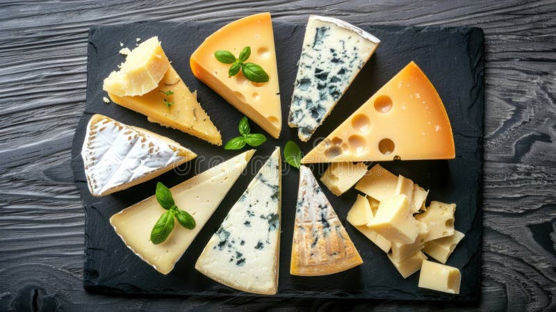 Overhead View of Various Types of Cheese Wheels Stock Illustration ...