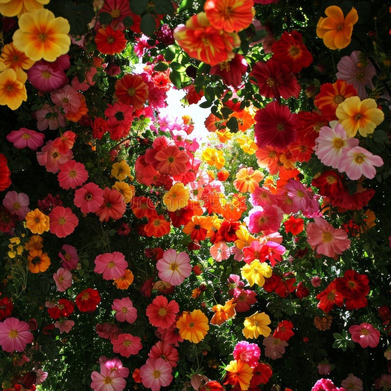 An Overhead View of a Vibrant Canopy of Flowers, Ideal for a Lively ...