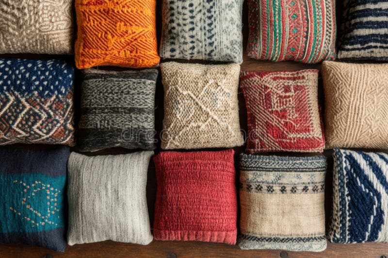 Overhead View of Vibrant Mexican Textile Patterns for Cultural Decor ...