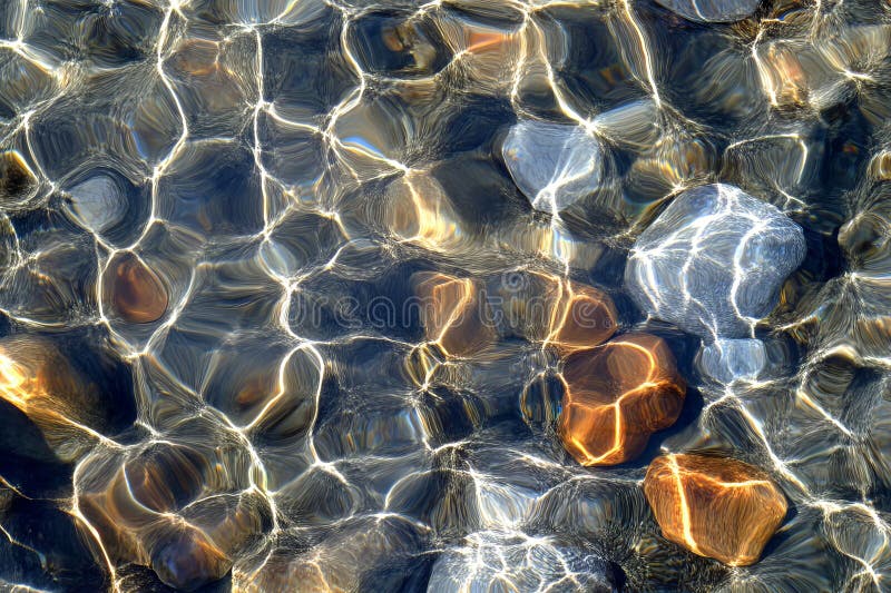 Overhead View of Water Surface with Ripples and Splashes Stock Image ...