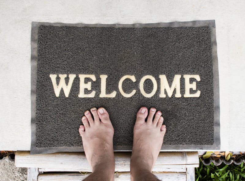 Overhead View of Welcome Mat Outside Stock Image - Image of front ...