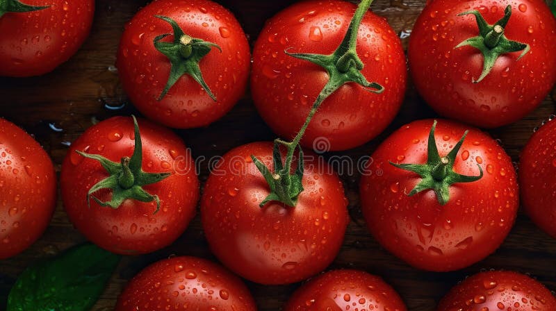 Overhead View of Wet Tomatoes Generative AI Stock Illustration ...