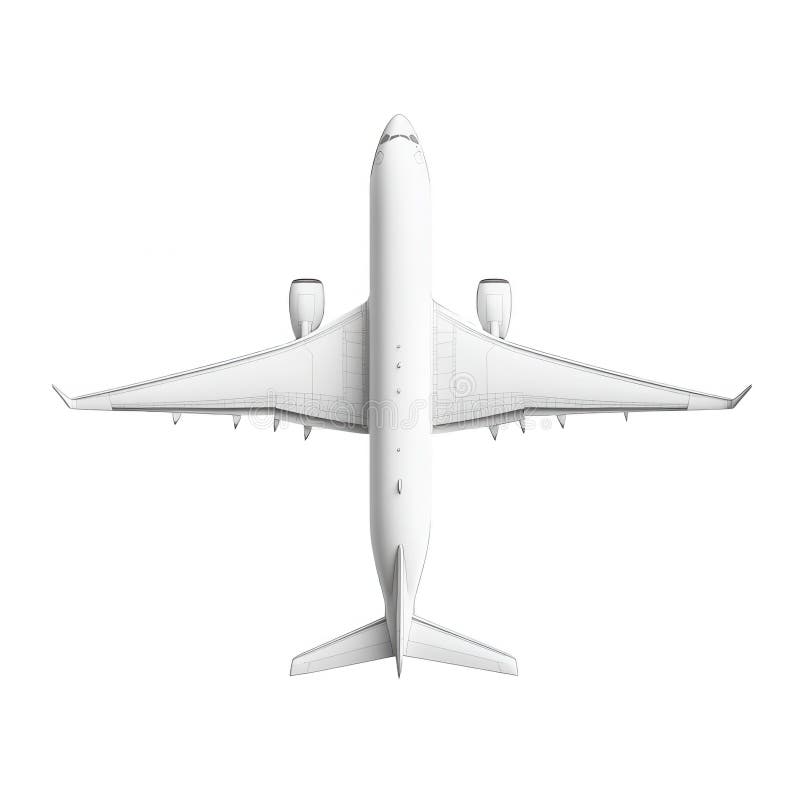 Overhead View of a White Airplane Model Stock Image - Image of ...