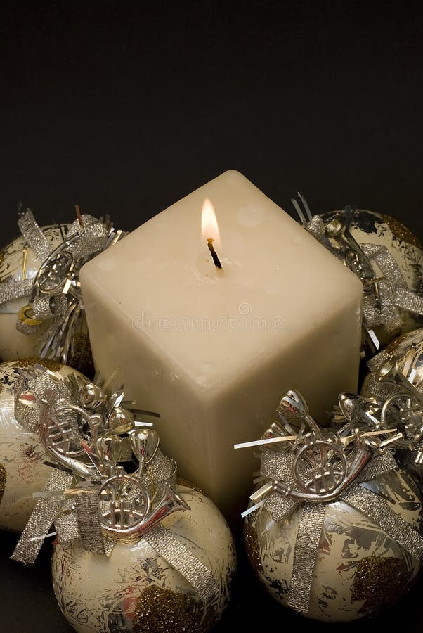 White Candle and Decoration Lights Stock Photo - Image of decorative ...