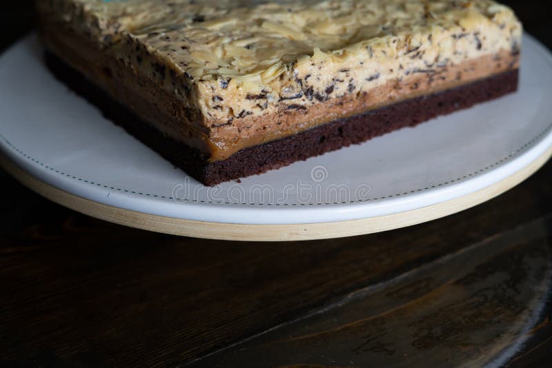 Overhead View of White Chocolate Cake on a White Plate Stock Photo ...