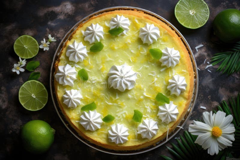 Overhead View of a Whole Key Lime Pie on a Table Stock Illustration ...