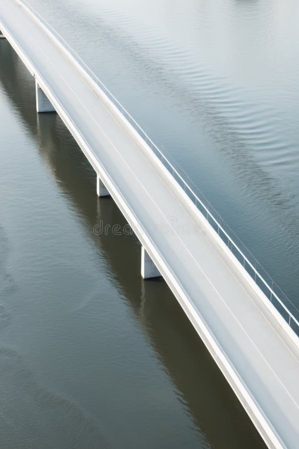 Overhead View of Wide Bridge Spanning Across River. Stock Image - Image ...