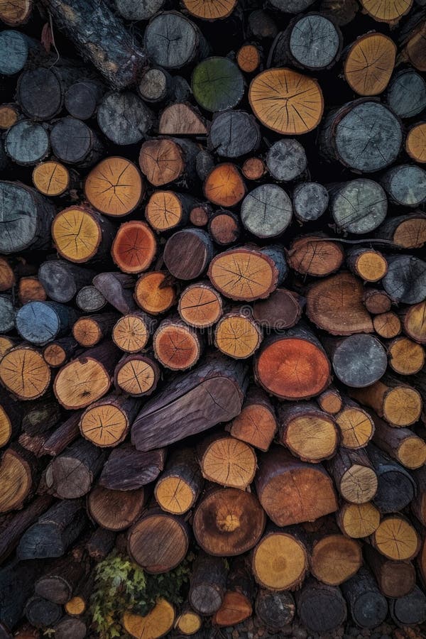 Overhead View of Wood Logs Stacked in a Pile Stock Illustration ...