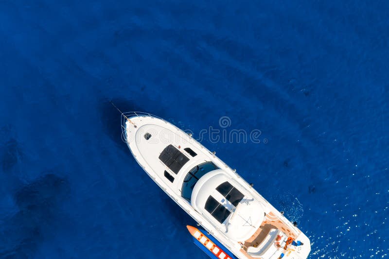 Overhead View of Yacht in Mediterranean Sea Stock Photo - Image of ...