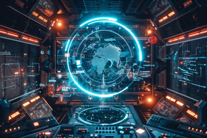 Overhead Visualization of Cybersecurity Measures. Stock Illustration ...