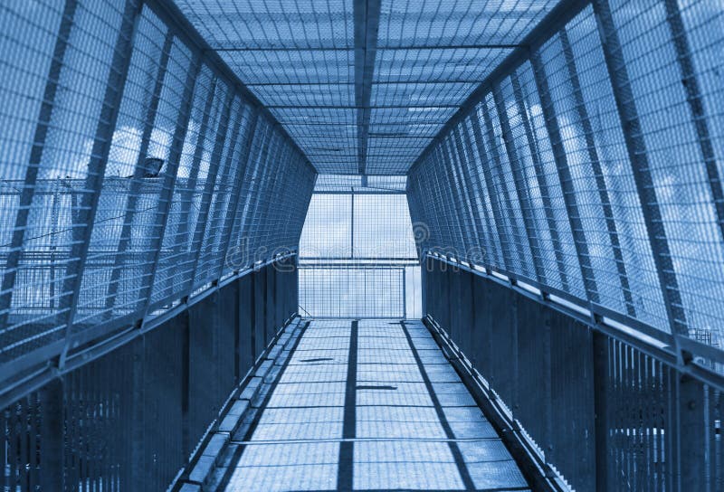 Overhead Walking Bridge with Mesh Stock Photo - Image of extend, snowy ...