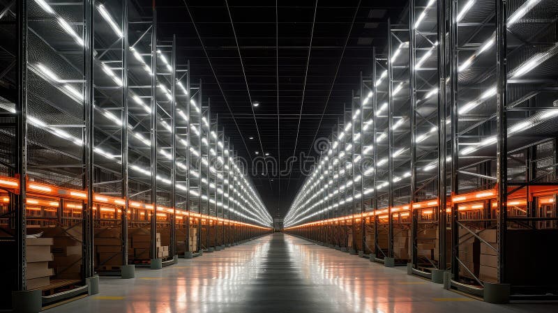 Overhead warehouse lights stock illustration. Illustration of lights ...