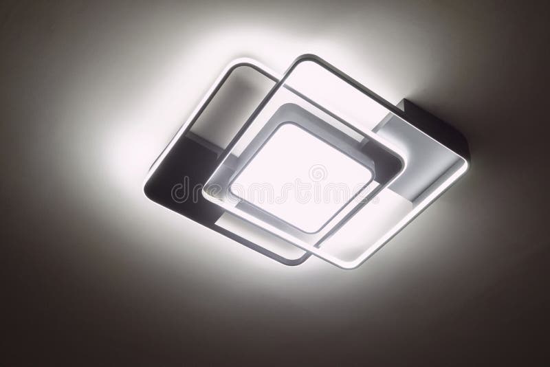 Overhead White Lamp. LED Ceiling Light Stock Image - Image of lamp ...