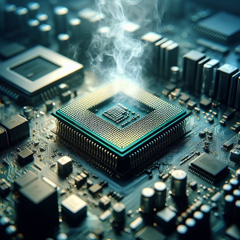 Macro Close-up Shot of CPU Processor Overheat Stock Photo - Image of ...