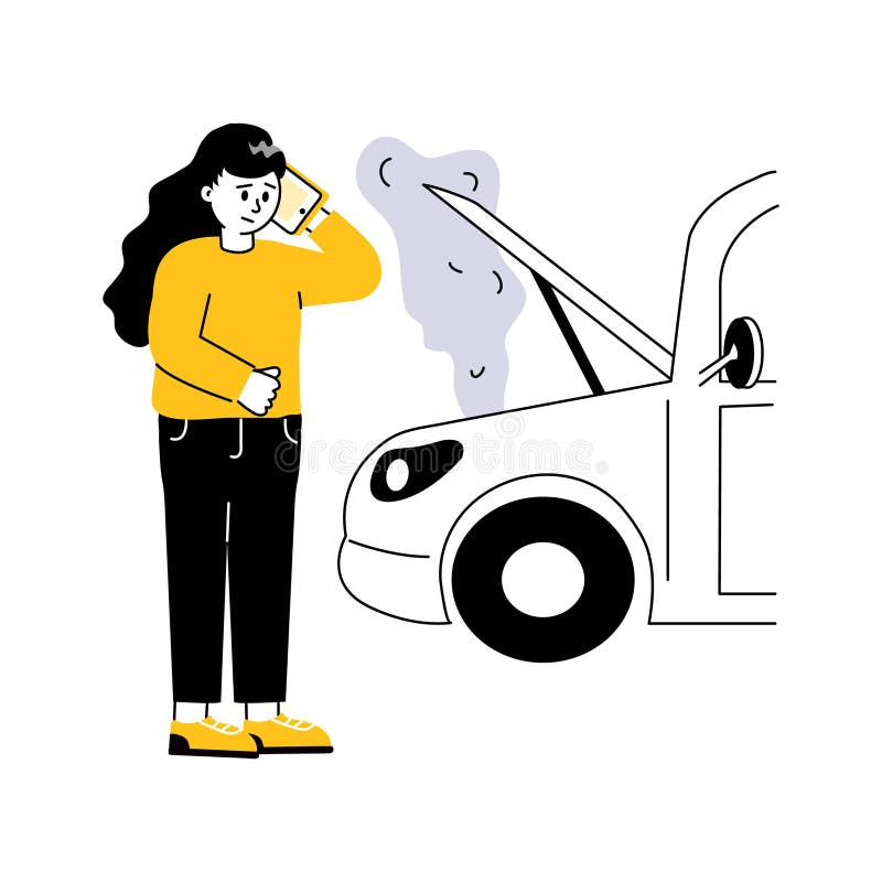 Overheated Car Engine Vector Illustration Vector Design, Stressed Woman ...