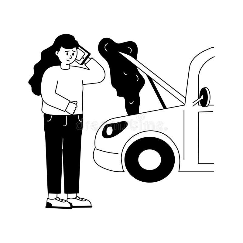 Overheated Car Engine Vector Illustration Vector Design, Stressed Woman ...