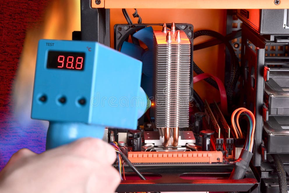 Overheating of the Computer Cooling System Stock Image - Image of hand ...