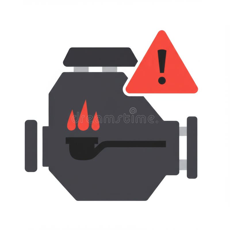 Overheating Engine Warning Icon Stock Illustration - Illustration of ...