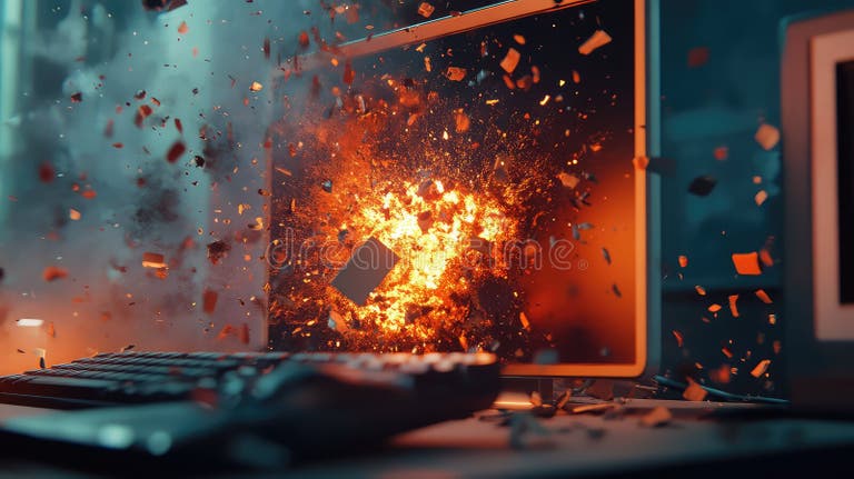 Overheating Exploding Desktop Computer Stock Illustration ...
