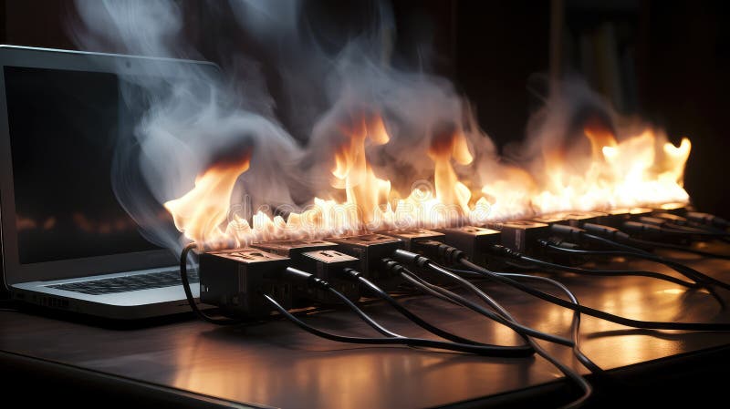 Overheating Power Strip Fire Stock Illustration - Illustration of ...