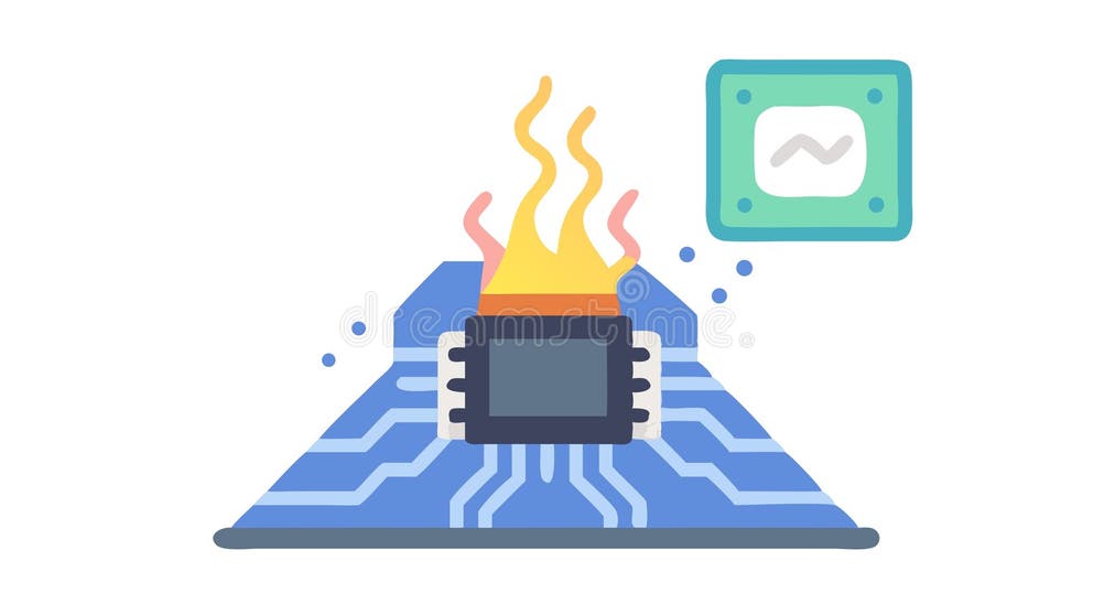 Overheating Processor Chip Icon, Heat Management, Digital Performance ...
