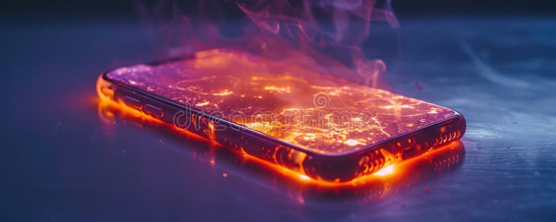 Overheating Smartphone Device Glowing and Showing Heat Levels, a Visual ...