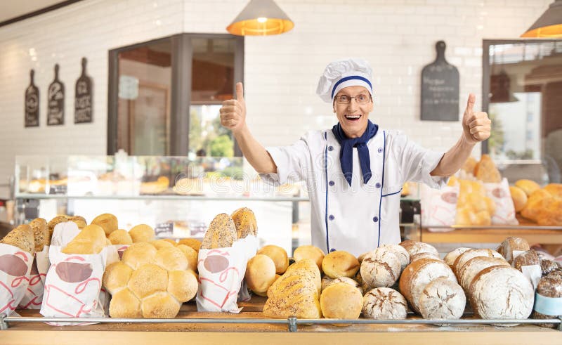 Overjoyed Baker Showing Thumbs Up Stock Photo - Image of lifestyle ...