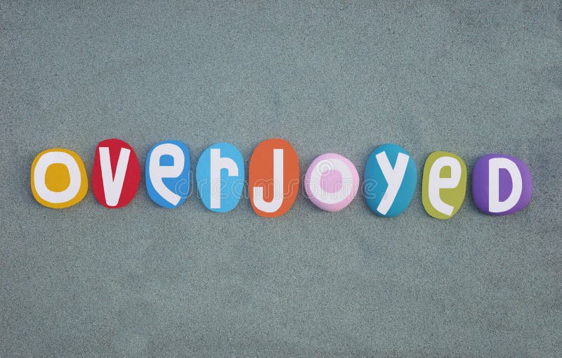Overjoyed, Extremely Happy, Creative Text Composed with Multi Colored ...