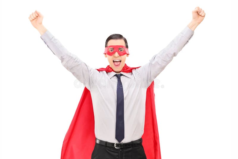 Superhero Raising His Hand in the Air Stock Image - Image of expression ...