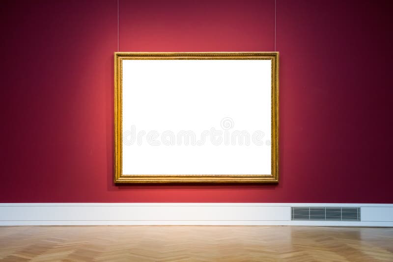 Overladen Het Ontwerp Van Art Museum Frame Red Wall Wit Het Geïsoleerde ...