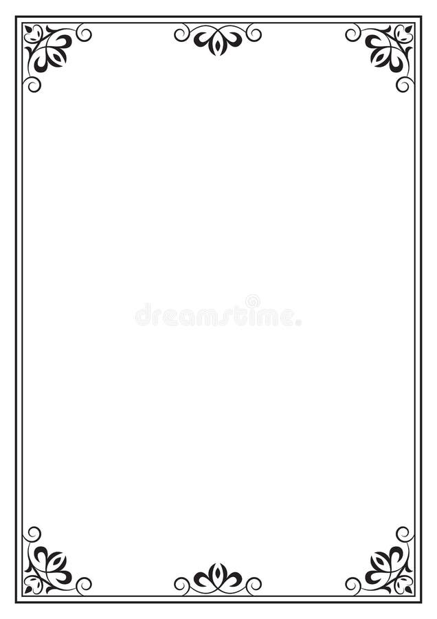 Versierde Rechthoekige Zwarte Lijst, A4 Vector Illustratie ...