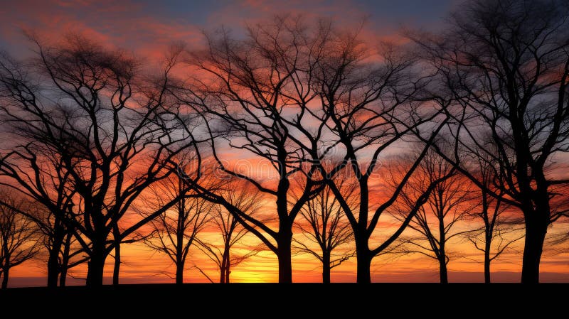 Overlap Beech Tree Silhouette Stock Illustration - Illustration of dusk ...