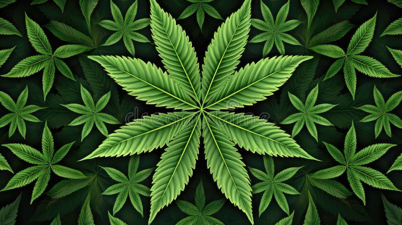 Overlap Marijuana Leaf Pattern Stock Illustration - Illustration of ...