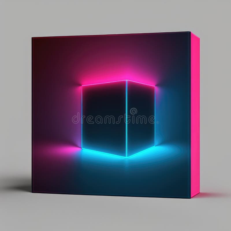 Overlapped Lightning Neon Magical Square Effecting on Black Background ...