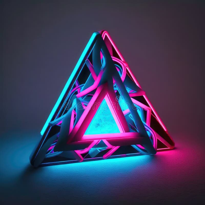 Overlapped Lightning Neon Magical Triangle Effecting on Black ...