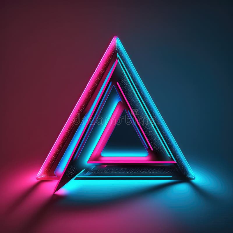 Overlapped Lightning Neon Magical Triangle Effecting on Black ...