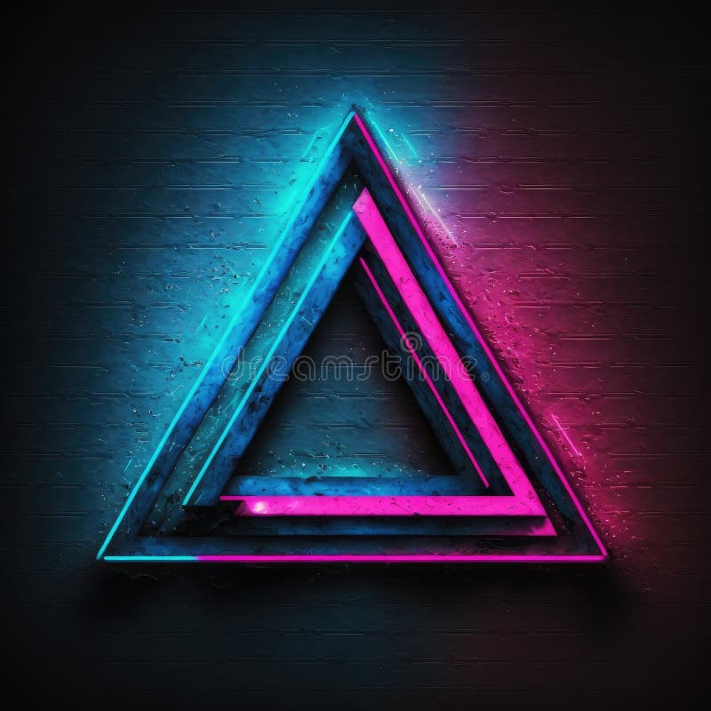 Overlapped Lightning Neon Magical Triangle Effecting on Black ...