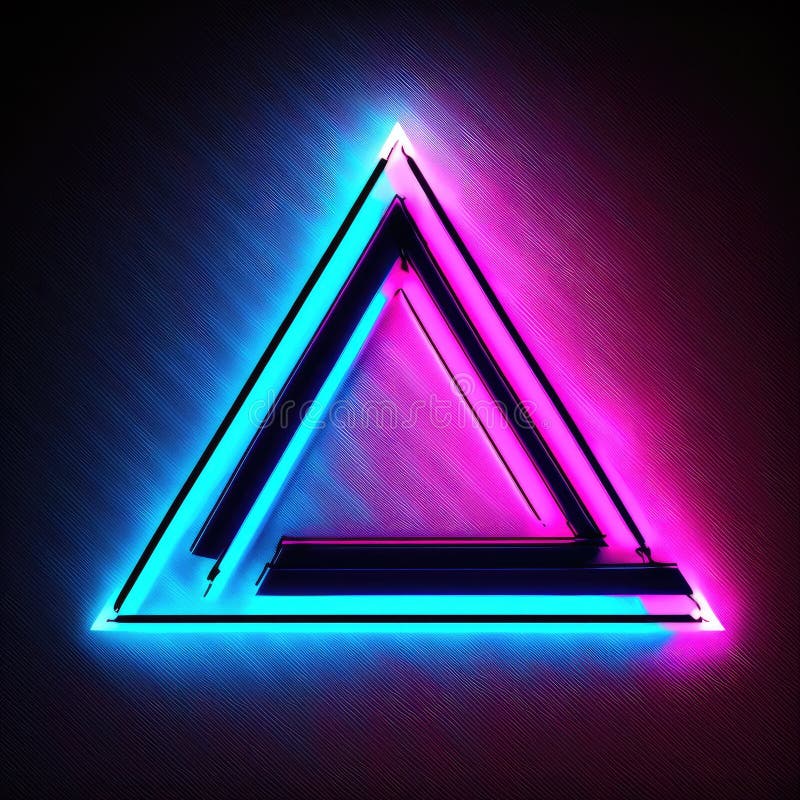 Overlapped Lightning Neon Magical Triangle Effecting on Black ...