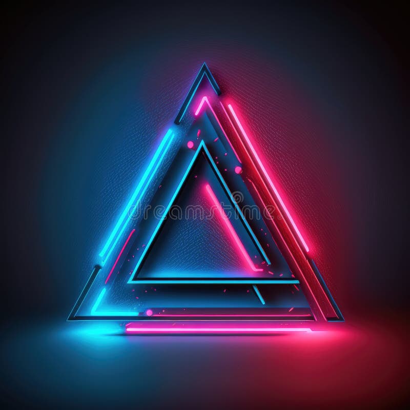 Overlapped Lightning Neon Magical Triangle Effecting on Black ...