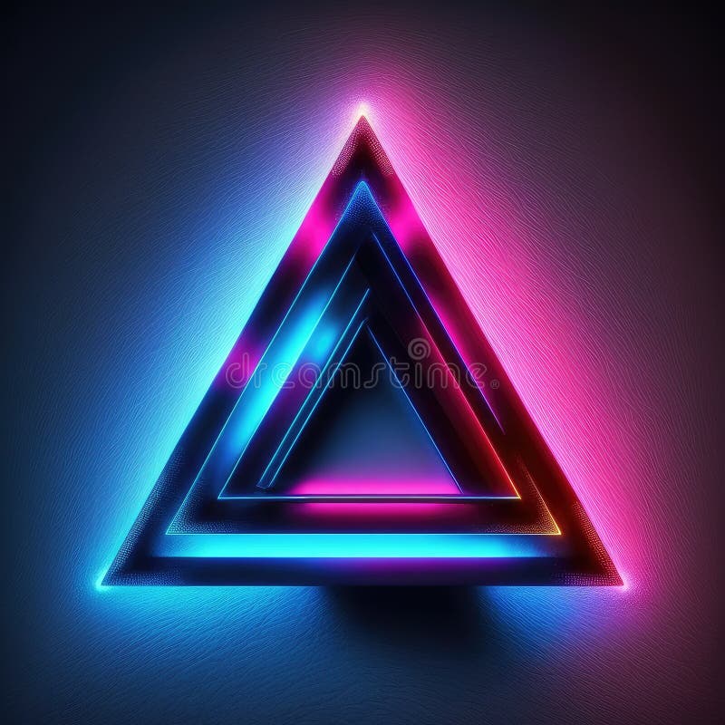 Overlapped Lightning Neon Magical Triangle Effecting on Black ...