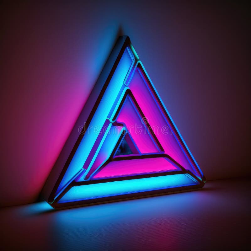 Overlapped Lightning Neon Magical Triangle Effecting on Black ...